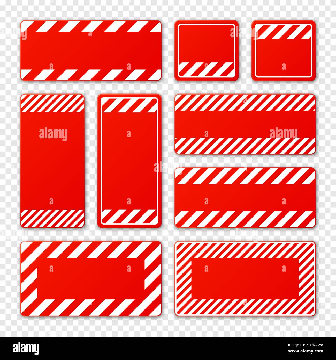 Various blank red warning signs with diagonal lines. Attention, danger ...
