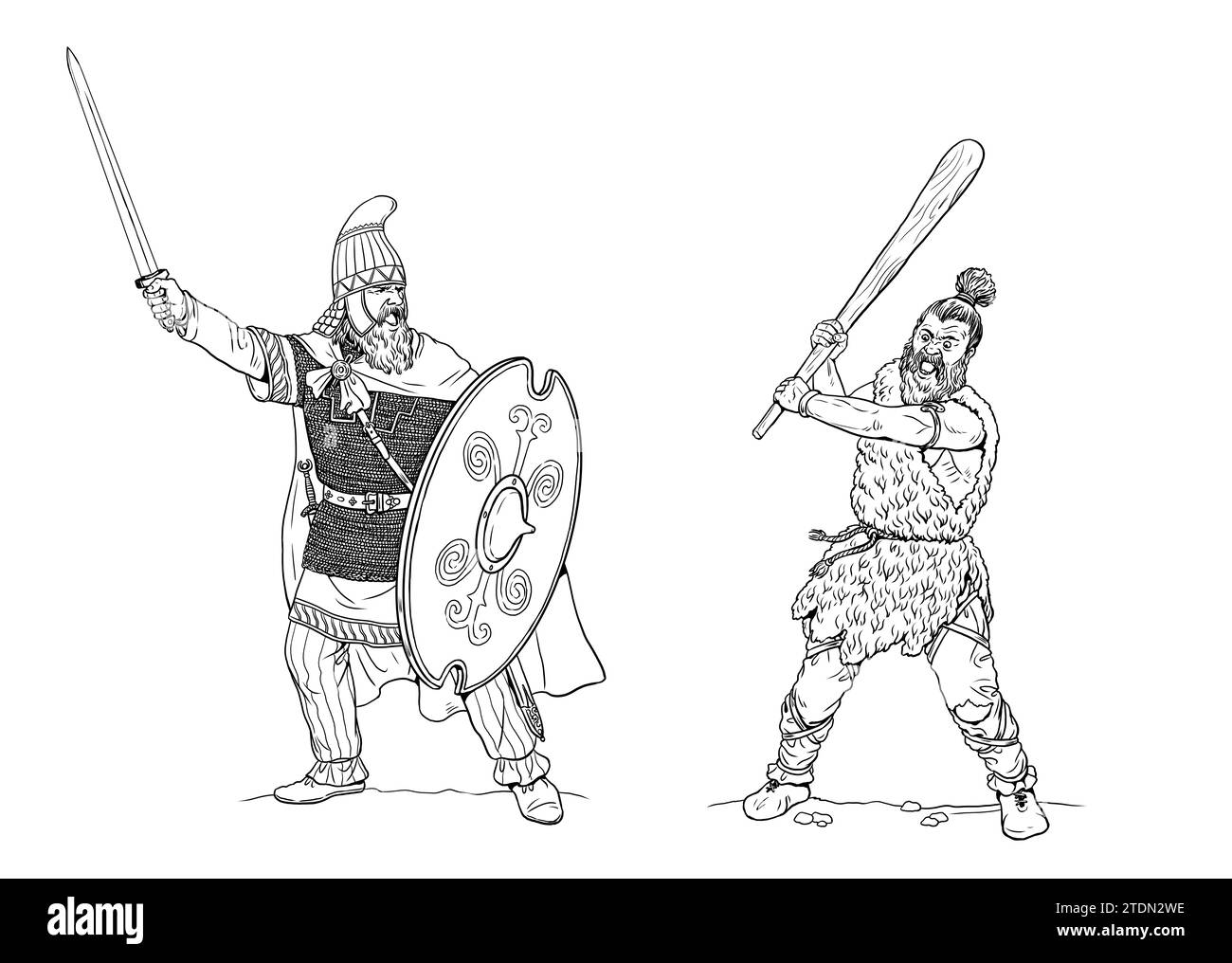 Germanic warriors on the attack. Drawing with Roman enemies ...