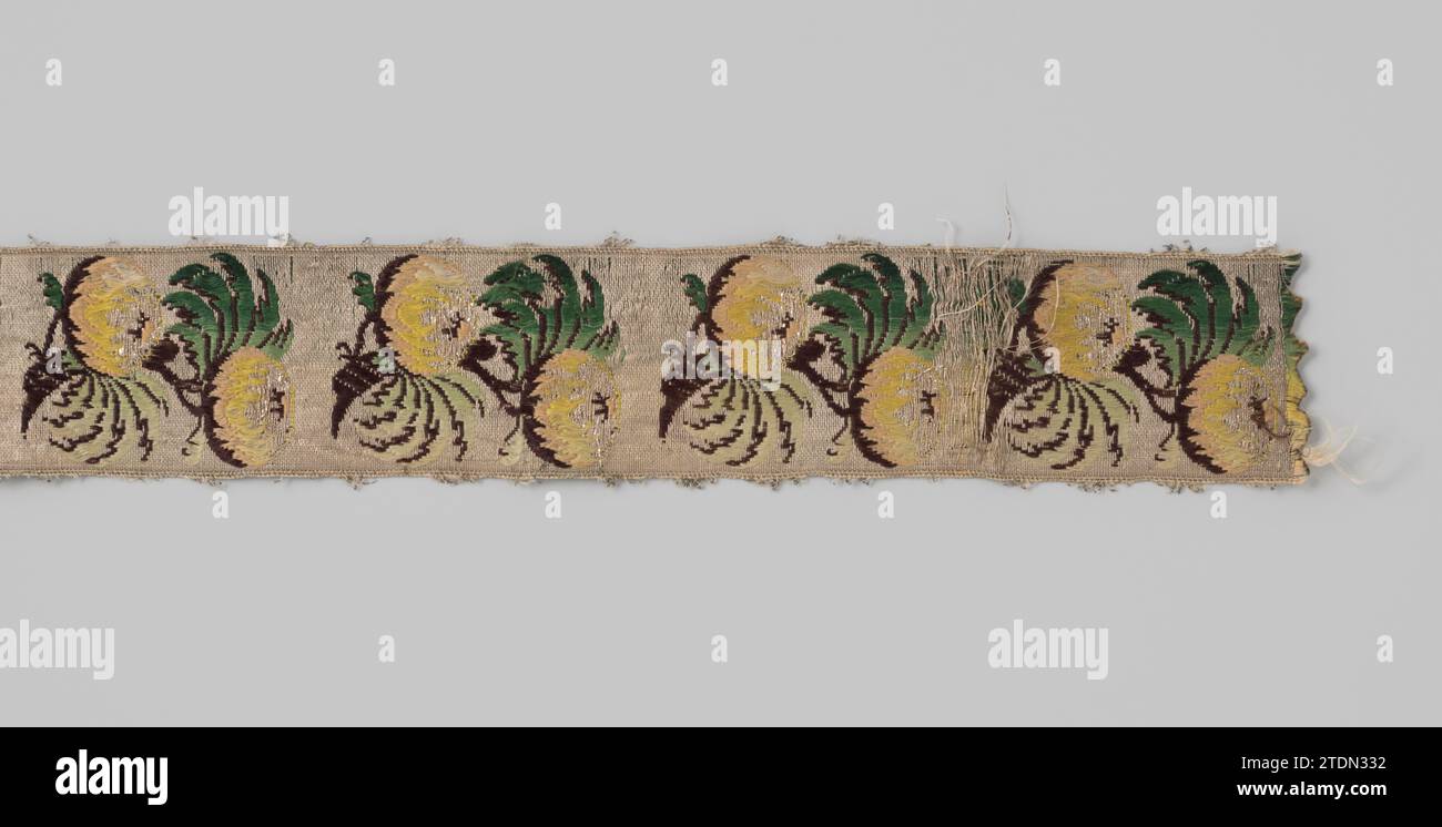 Ribbon of side brokat, in silver, black, green and yellow, anonymous, c ...