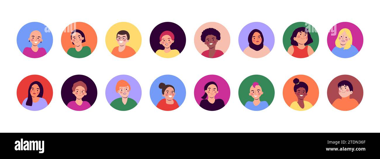 Set of diverse people avatars portraits vector illustration Stock ...