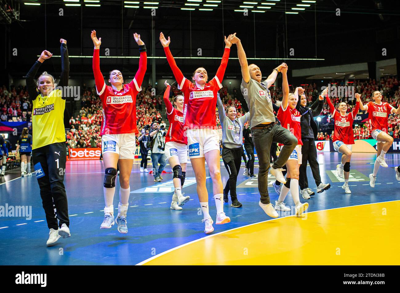 Herning, Denmark. 17th, December 2023. The players of Denmark seen ...