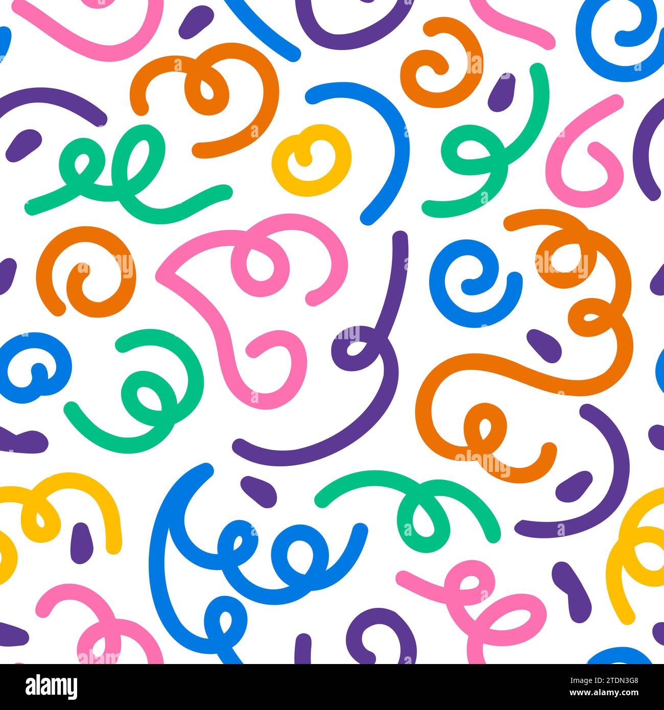 Colorful lines squiggle seamless pattern vector illustration Stock ...