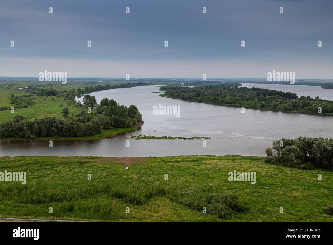 View of Kama River. Mouth of Toima River. Toyma flows into Kama near ...