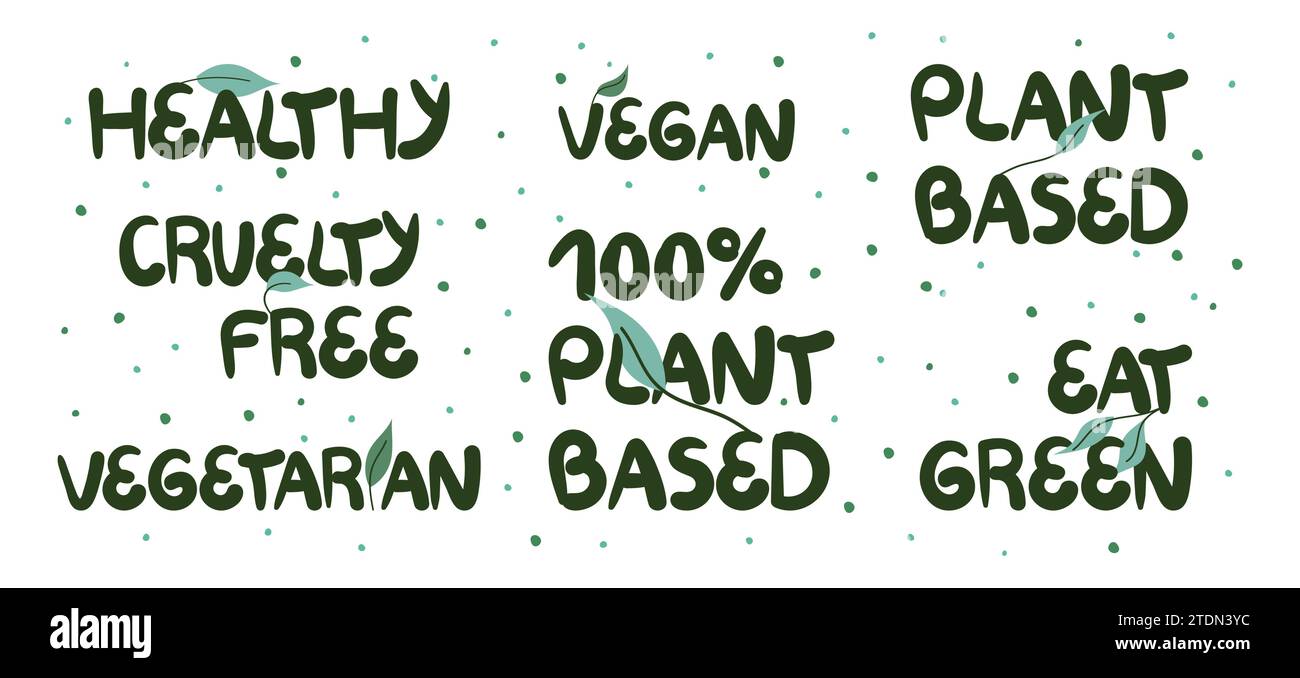Plant based food lettering set vector illustration Stock Vector Image ...