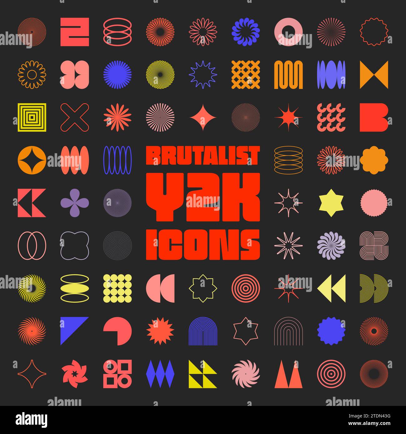 Brutalist geometric shapes, symbols. Simple primitive elements and forms. Bauhaus retro design ...