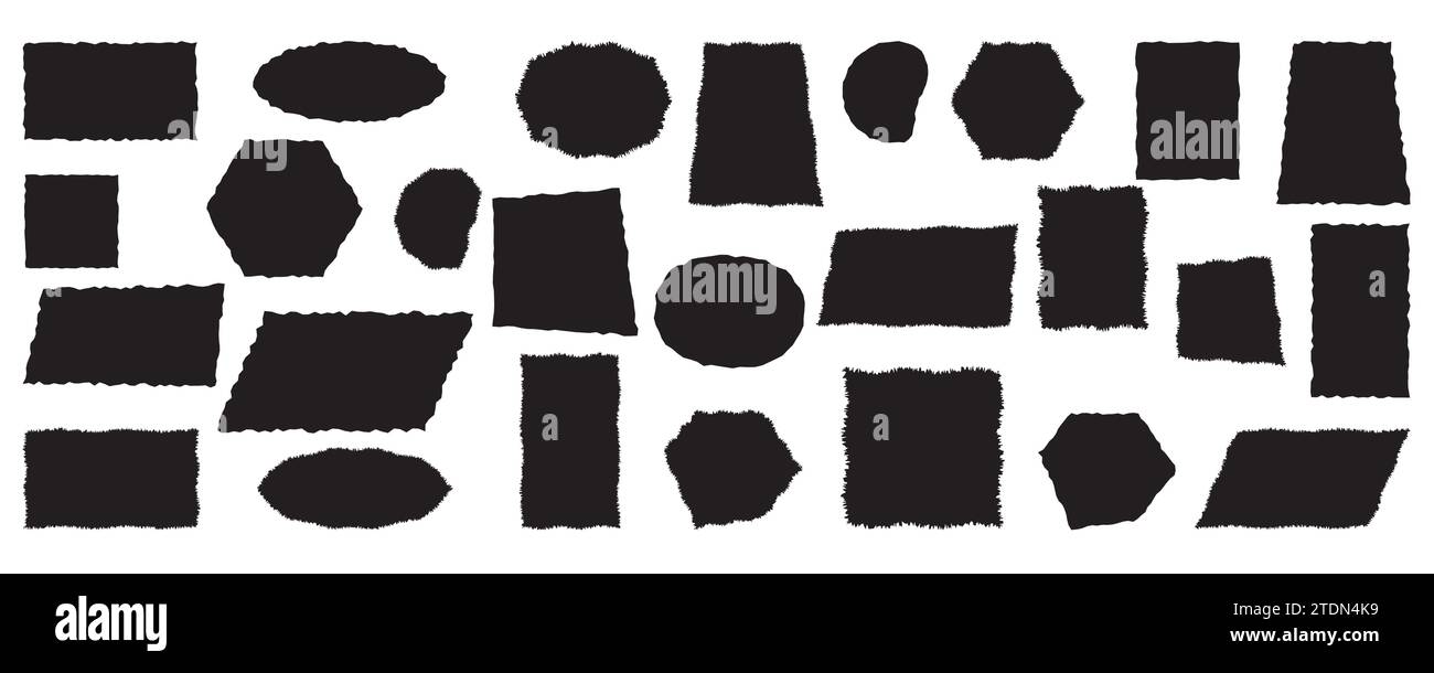 Jagged rectangles collection. Set of black grunge element, shapes with ...