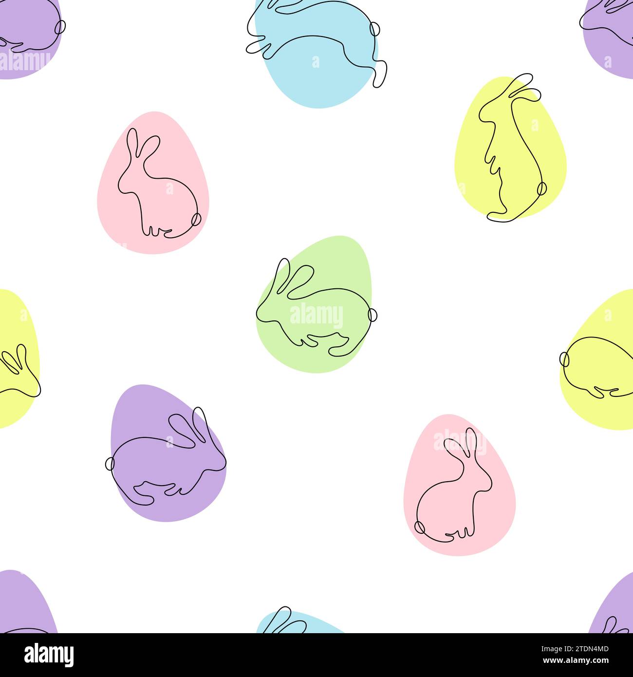 Easter bunny rabbits eggs seamless pattern vector illustration Stock ...