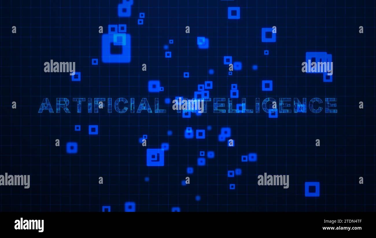 Artificial intelligence Texts Circuit Lines Animation on Grid Background Stock Photo - Alamy