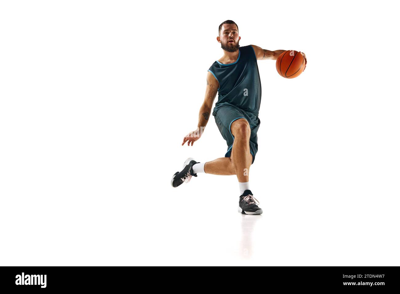 Intense concentration of basketball player during training session ...
