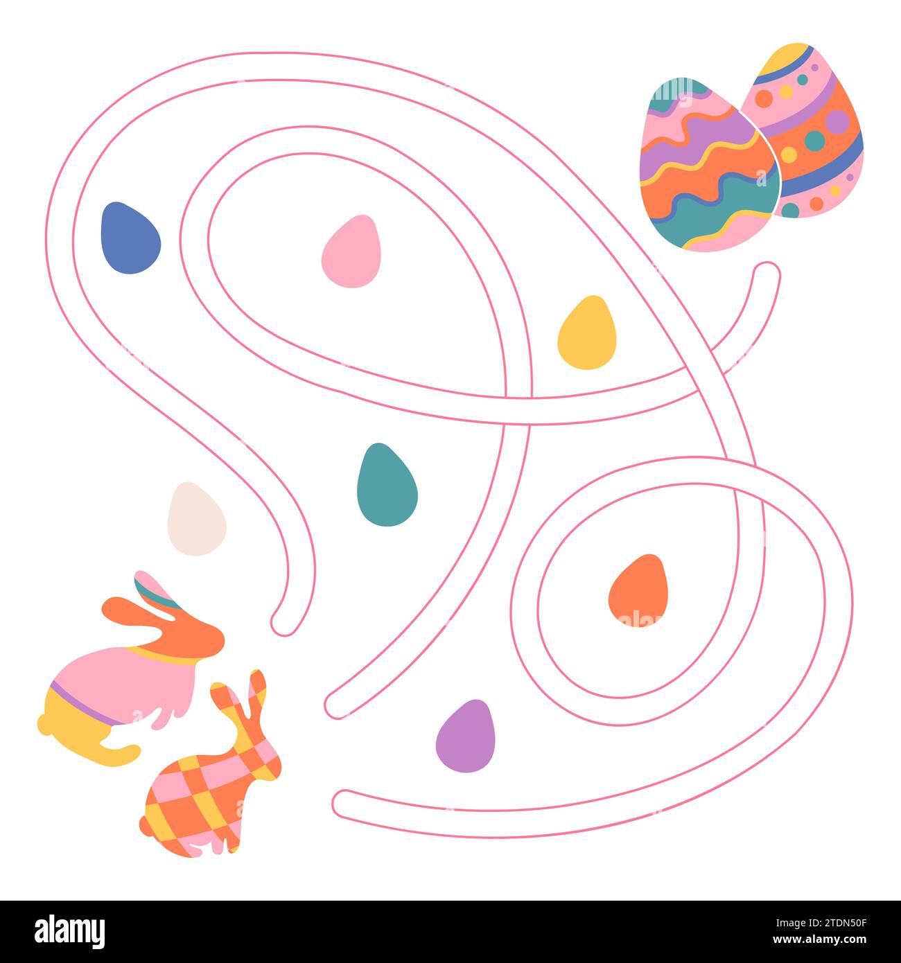 Maze game with Easter bunnies and eggs vector illustration Stock Vector ...