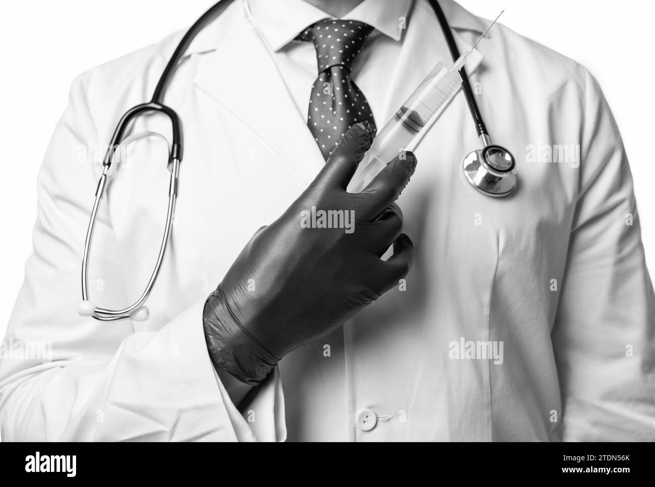 closeup photo of doctor do vaccination injection with syringe. doctor ...