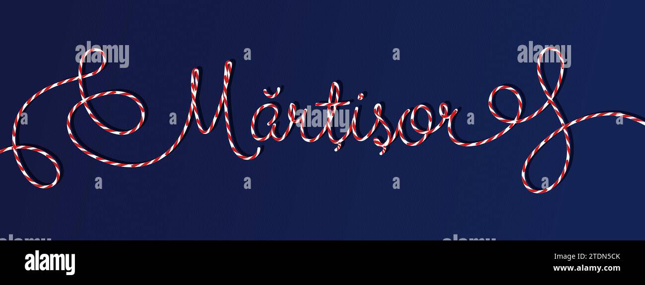 Martisor lettering with striped string vector illustration Stock Vector ...