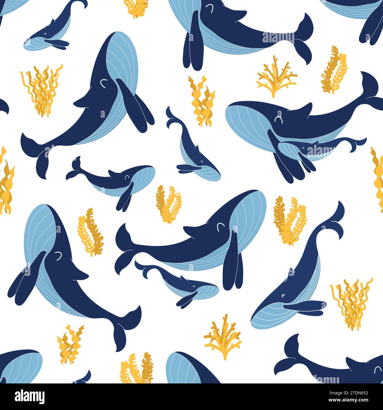 Seamless pattern with blue whales vector illustration Stock Vector ...