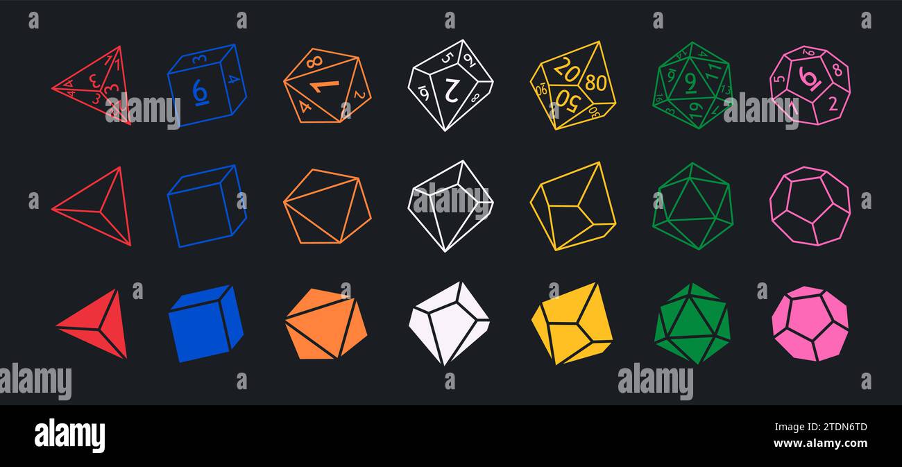 Set of dnd dice rpg tabletop games vector illustration Stock Vector ...