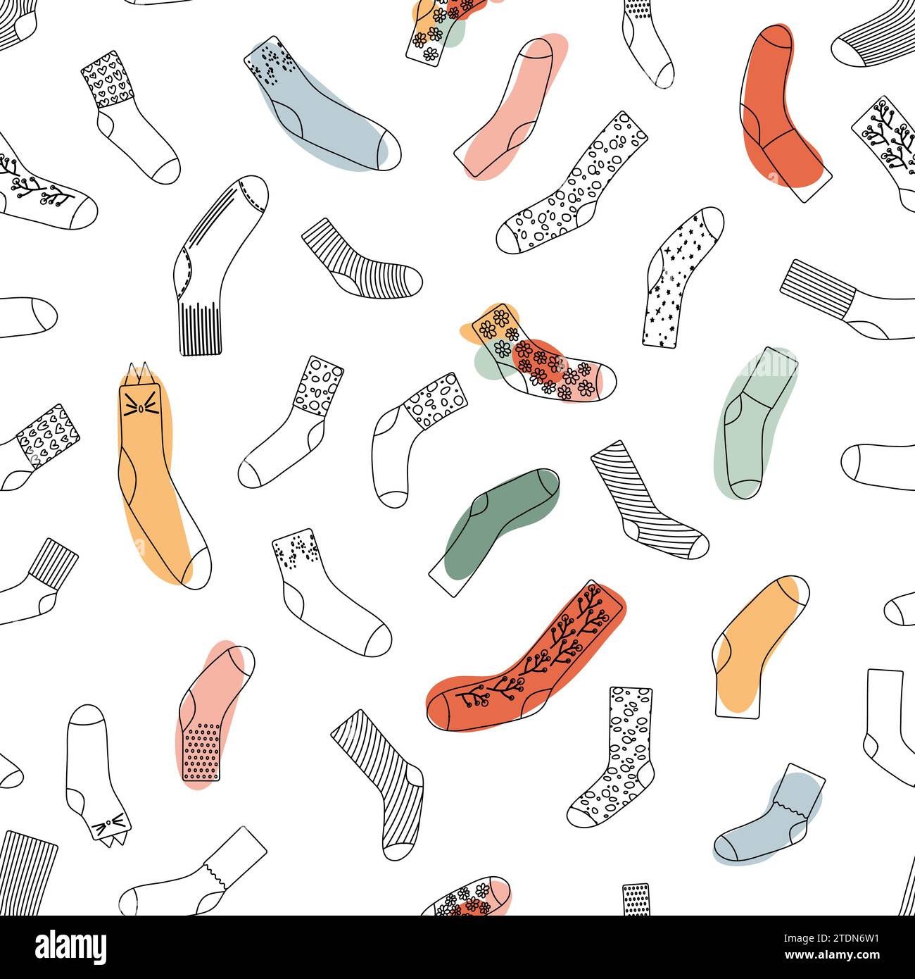 Seamless pattern with doodle socks vector illustration Stock Vector ...