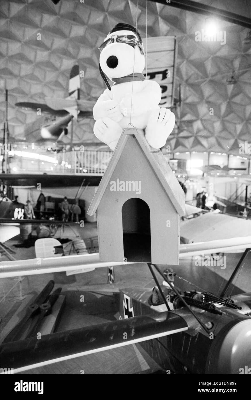Large doll Snoopy as a pilot in the Aviodrome aviation museum at ...