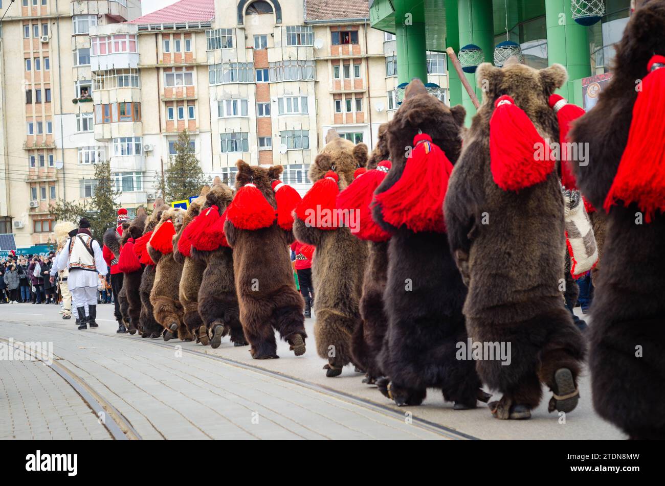 Botosani, Romania December 17 2023: Colorful participant in traditional ...