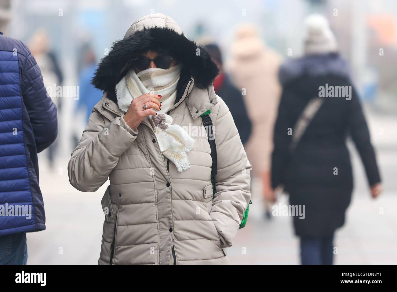 Sarajevo, Bosnia And Herzegovina. 19th Dec, 2023. A woman wears a ...