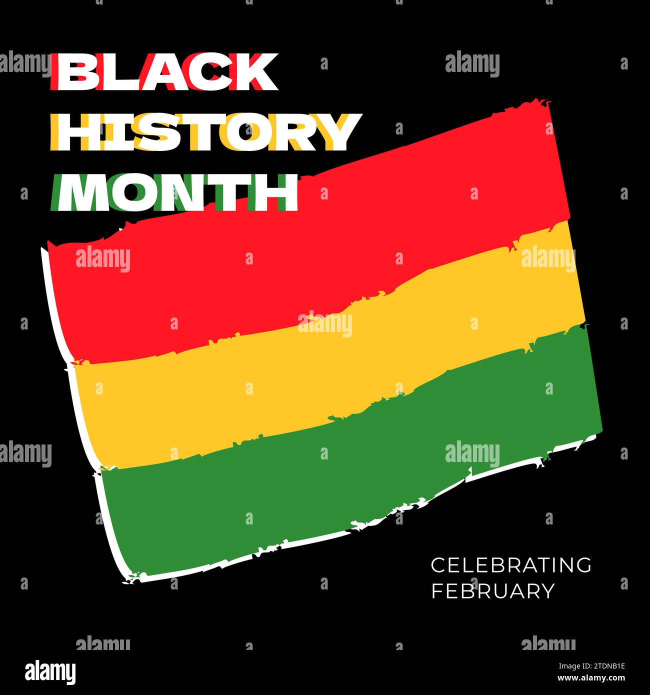 Black History Month graphic square banner. African American rights and ...