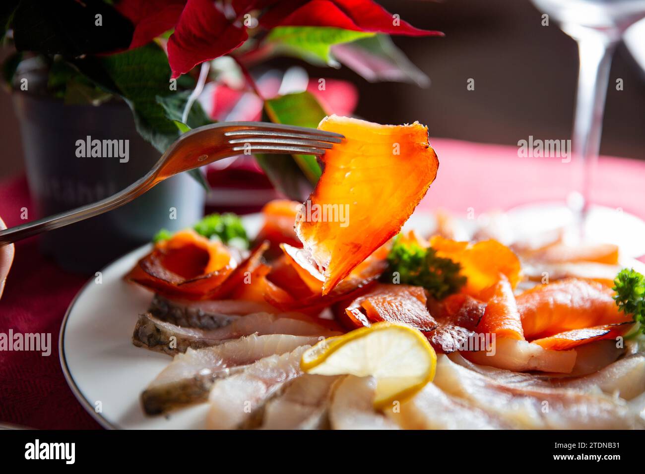 Festive fish table with Cold Smoked Salmon, Cold Smoked Whitefish and ...