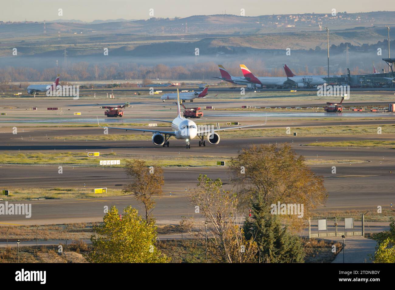 passenger plane at madrid airport transport technology flights flight ...