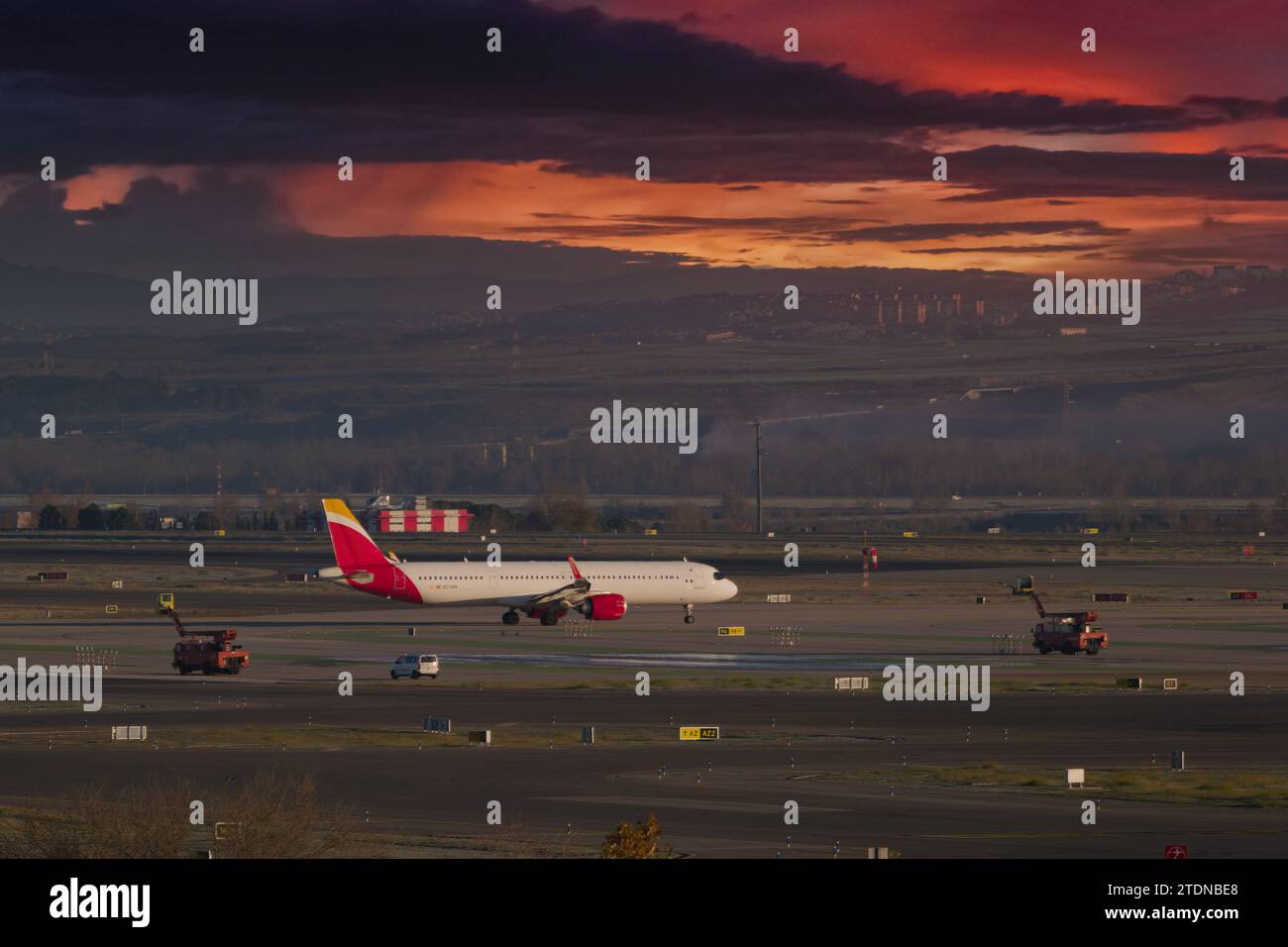 passenger plane at madrid airport transport technology flights flight ...