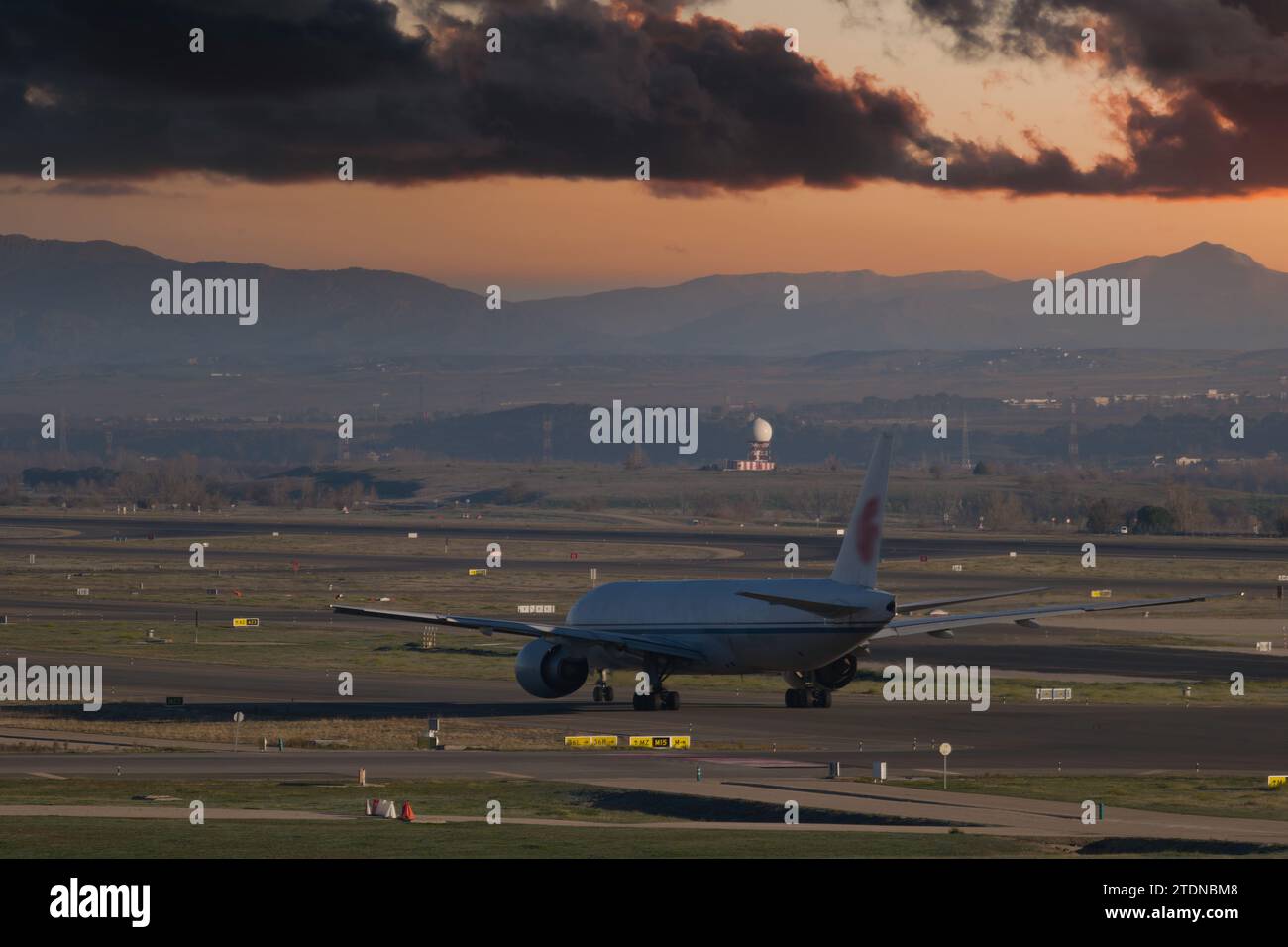 passenger plane at madrid airport transport technology flights flight ...