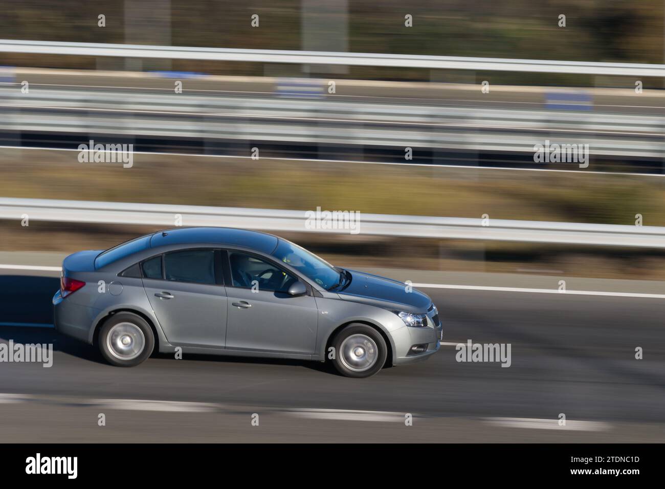 passenger car on highway transportation auto motion blur wheels ...