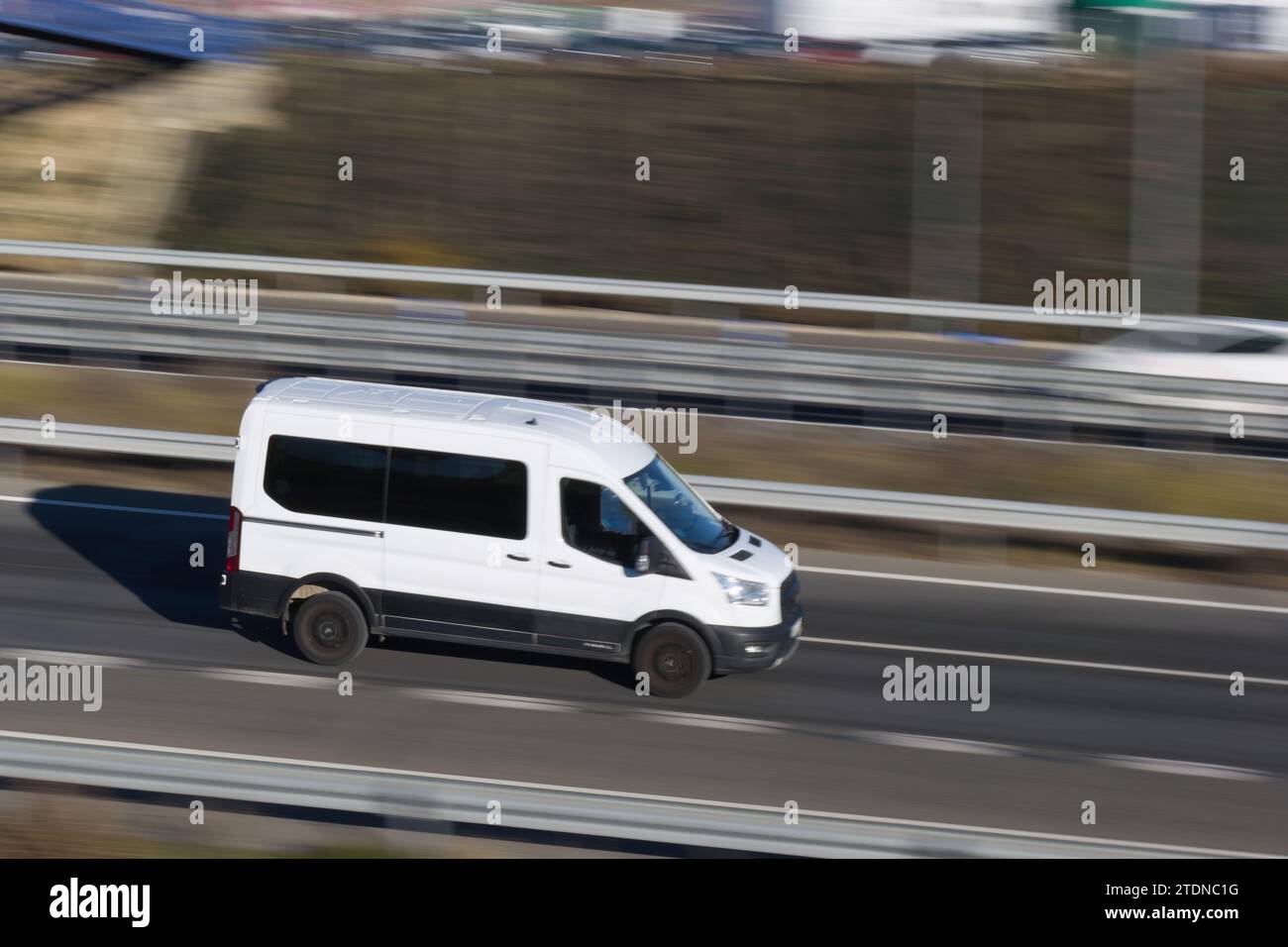 passenger car on highway transportation auto motion blur wheels ...