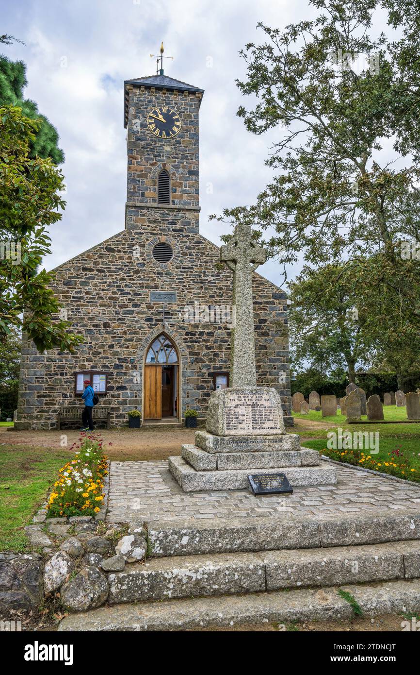 St Peter’s Church and Men of Sark Memorial Cross on Chasse Marais, Sark ...