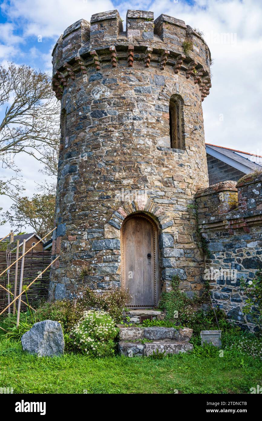 Signalling tower at La Seigneurie Gardens, Sark, Bailiwick of Guernsey ...