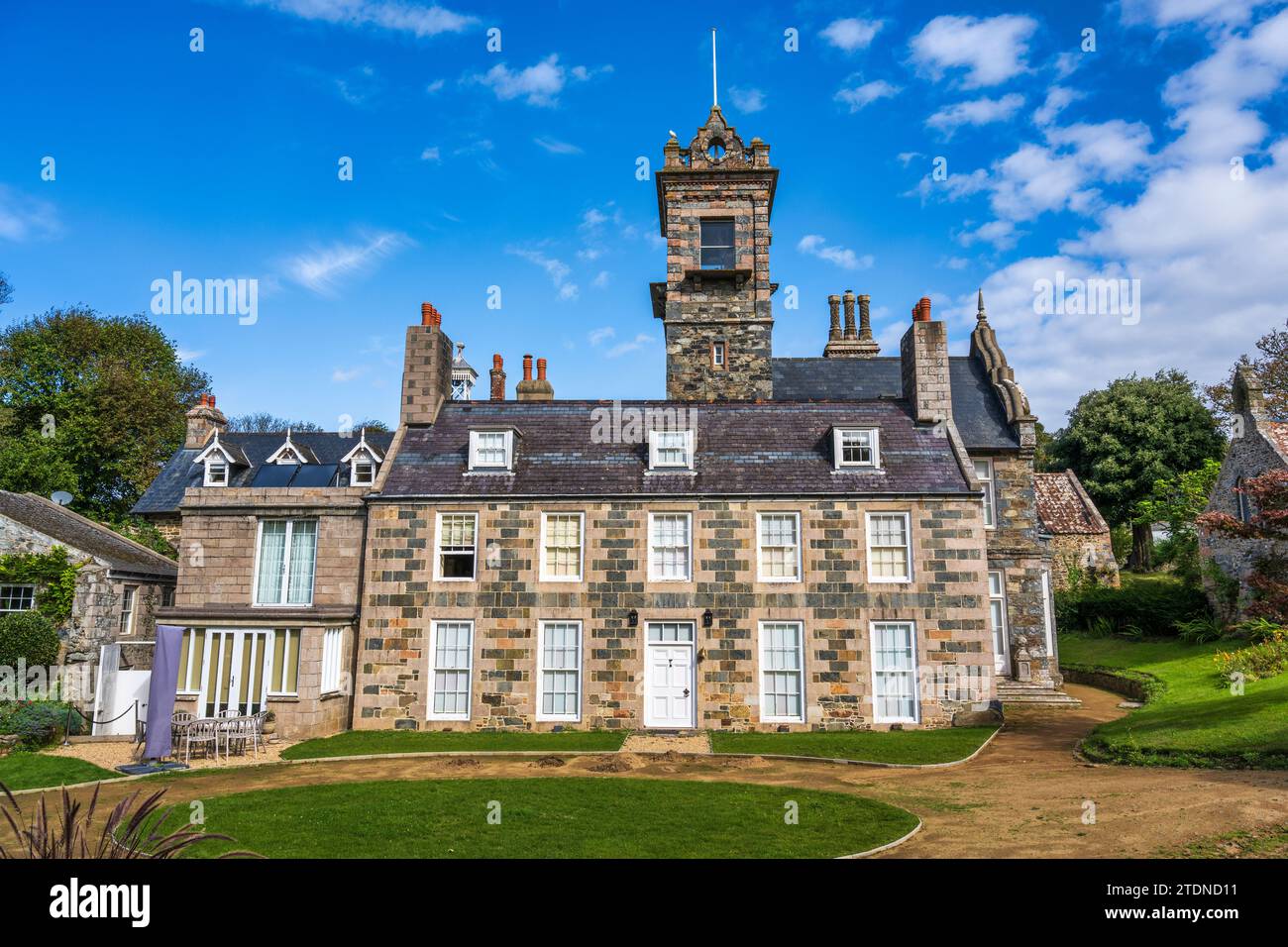 Façade of La Seigneurie House, Sark, Bailiwick of Guernsey, Channel ...