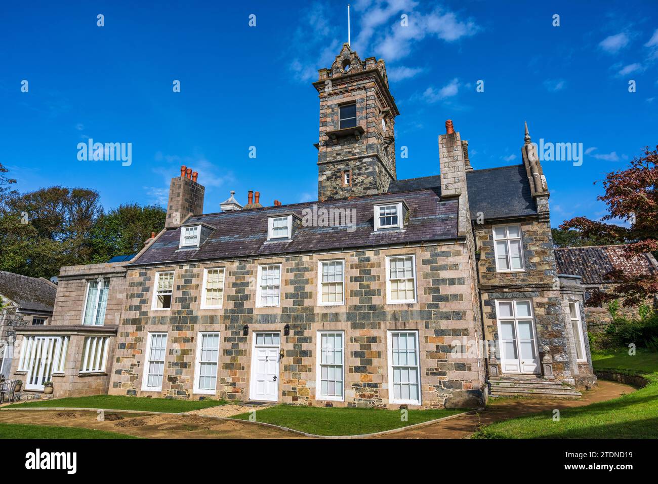 Façade of La Seigneurie House, Sark, Bailiwick of Guernsey, Channel ...