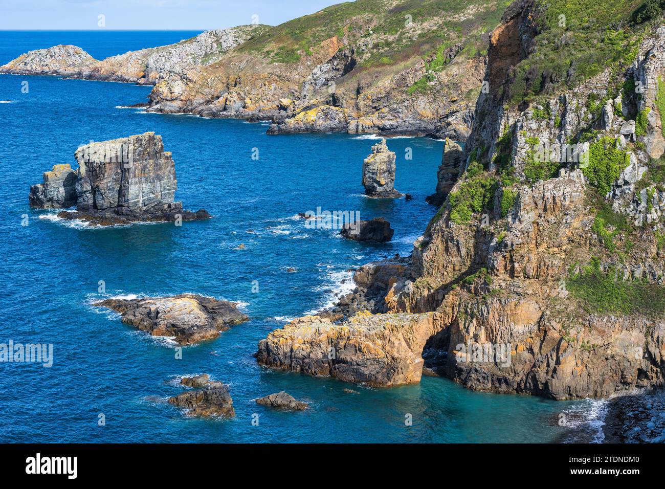 Port du Moulin Bay on the west coast of Sark, Bailiwick of Guernsey ...