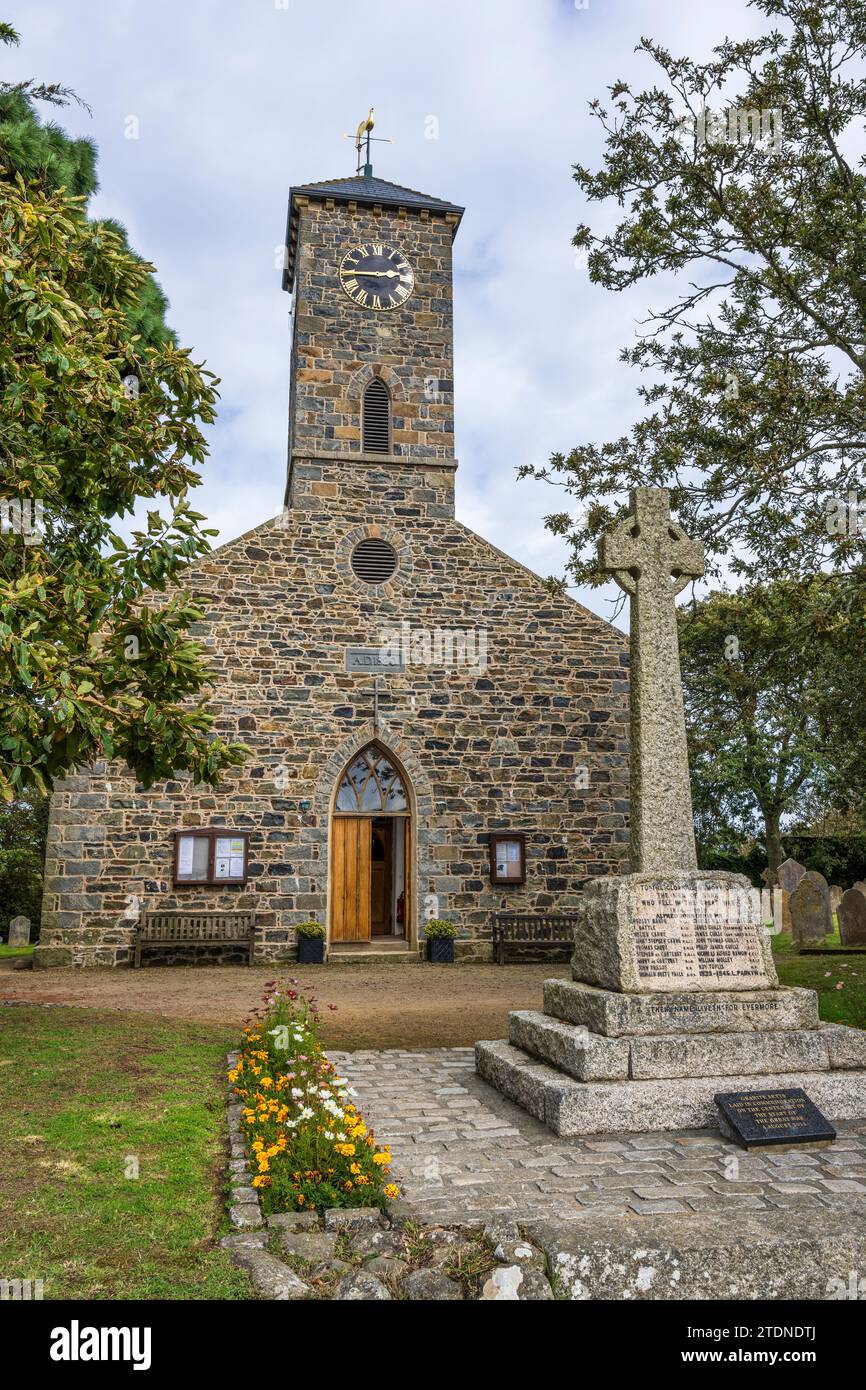 St Peter’s Church and Men of Sark Memorial Cross on Chasse Marais, Sark ...