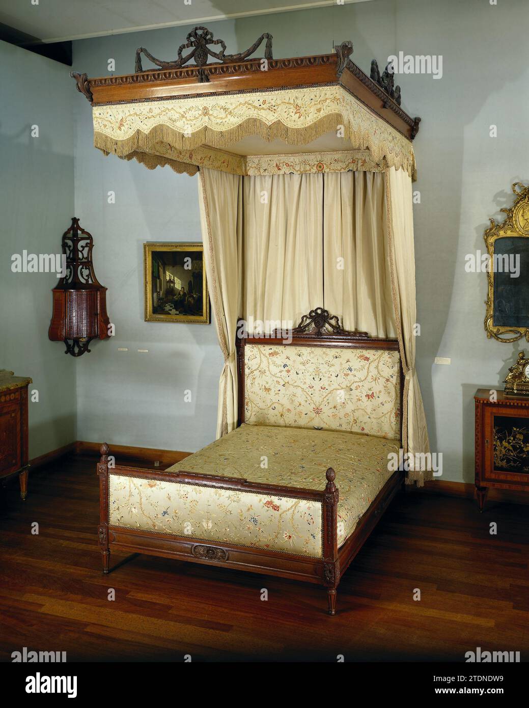 Crib of oak, with heaven and loose curtains, anonymous, 1785 - 1800 ...