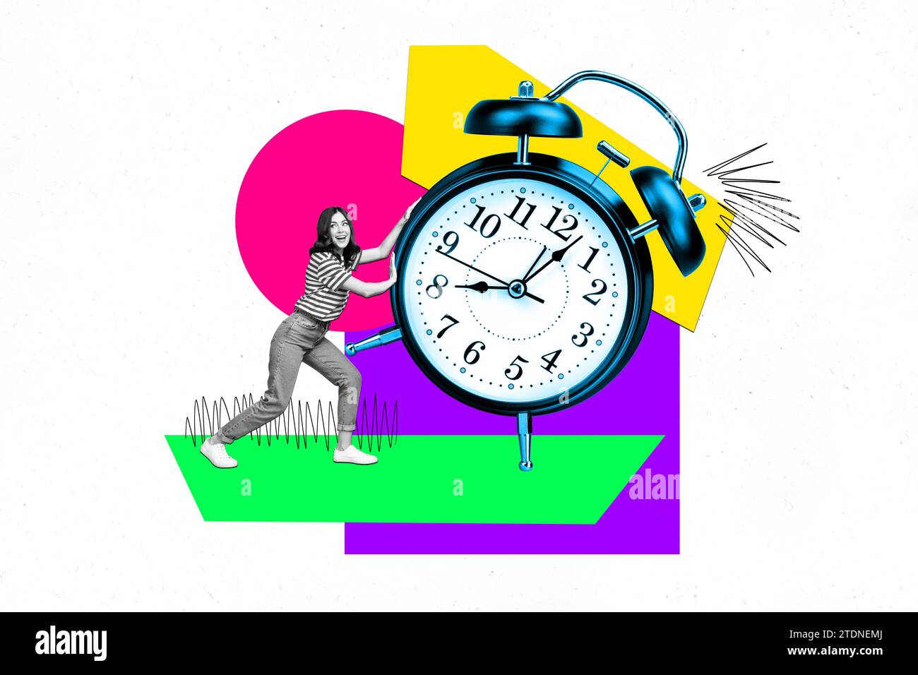 Creative exclusive picture collage of time changing moment young funny ...