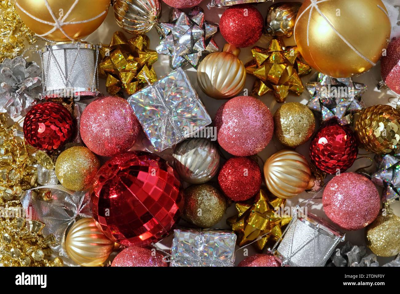 Christmas Ornaments Background Rotation, Spinning. Close up a Glitter ...