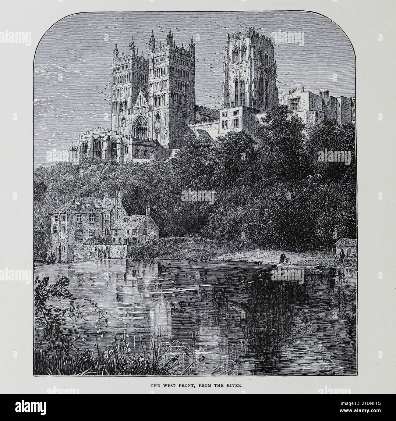 Durham Cathedral The West Front from the river from the book ...