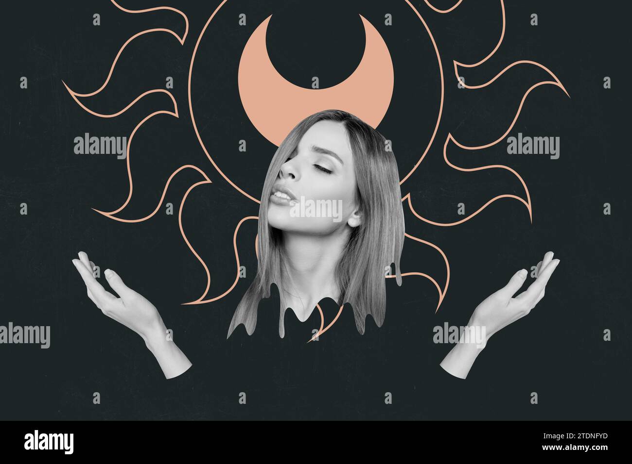 Creative black collage poster of wicked enchanted lady mystic witch ...