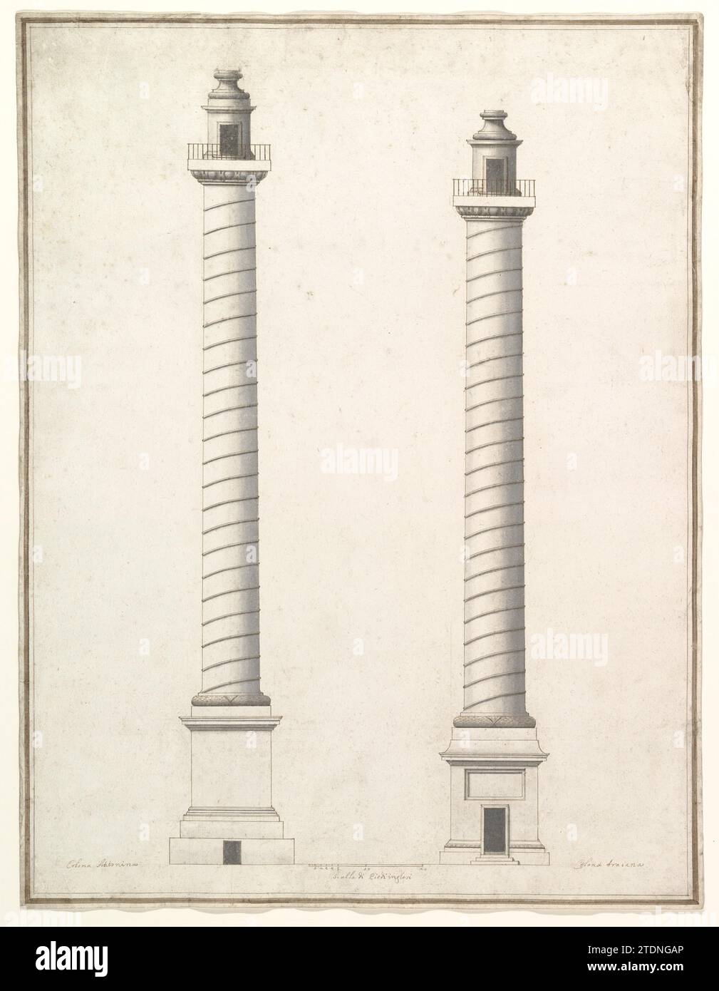 Elevation of Column of Antoninus Pius and Elevation of Column of Trajan ...
