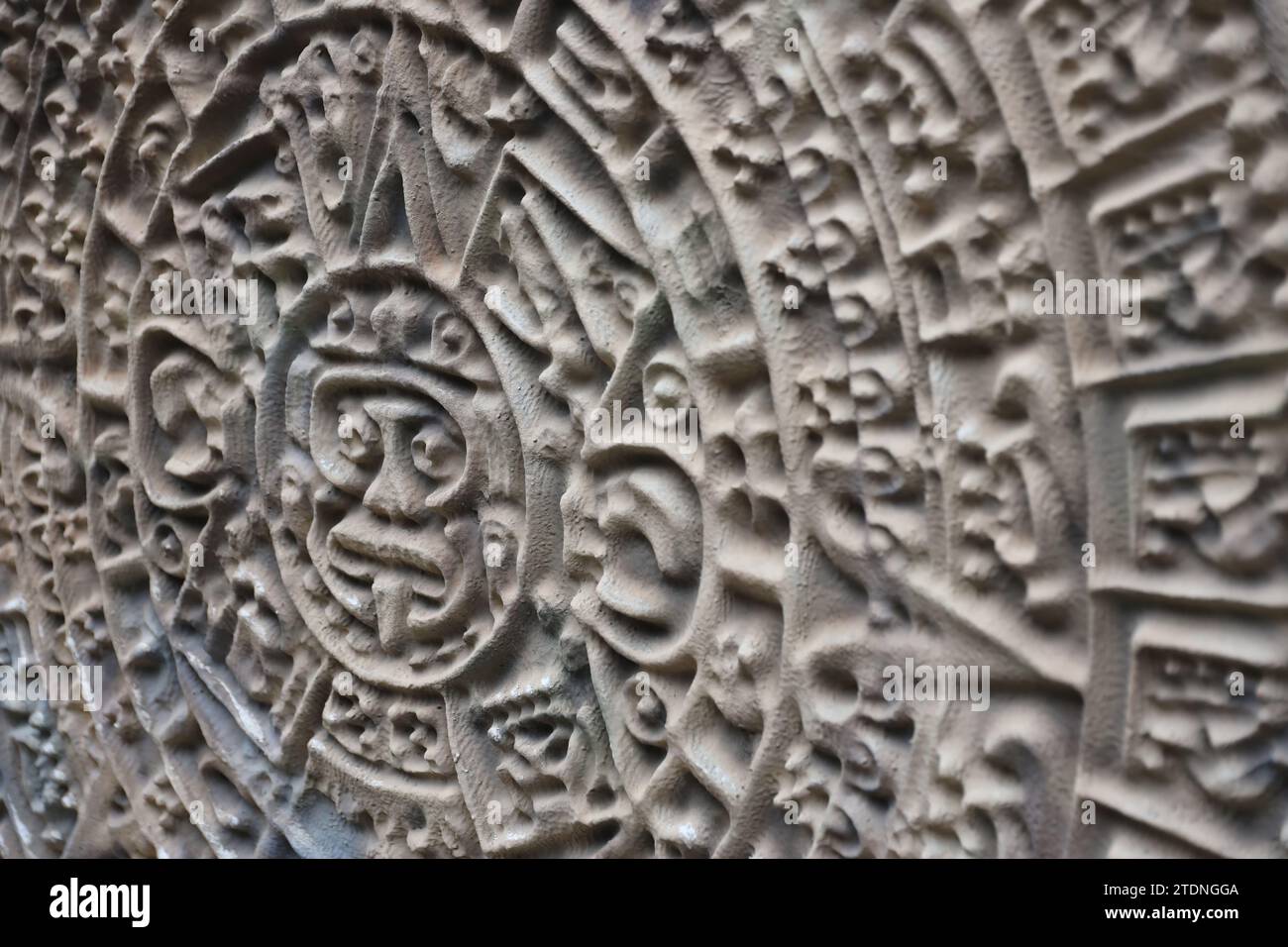 Ancient Mayan Calendar or Aztec calendar with rough relief surface ...
