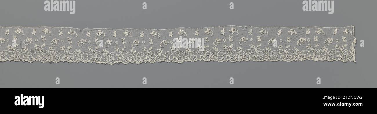 Strip of needle side with rows of sprinkled leaf branches, anonymous, c ...