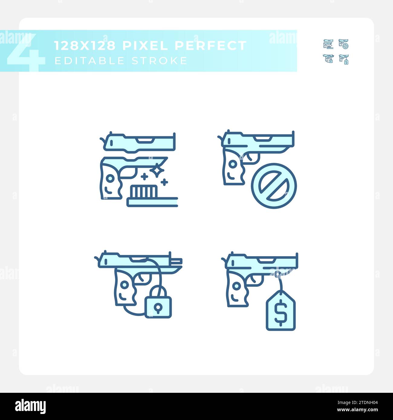 2D editable pixel perfect blue weapons icons Stock Vector Image & Art ...