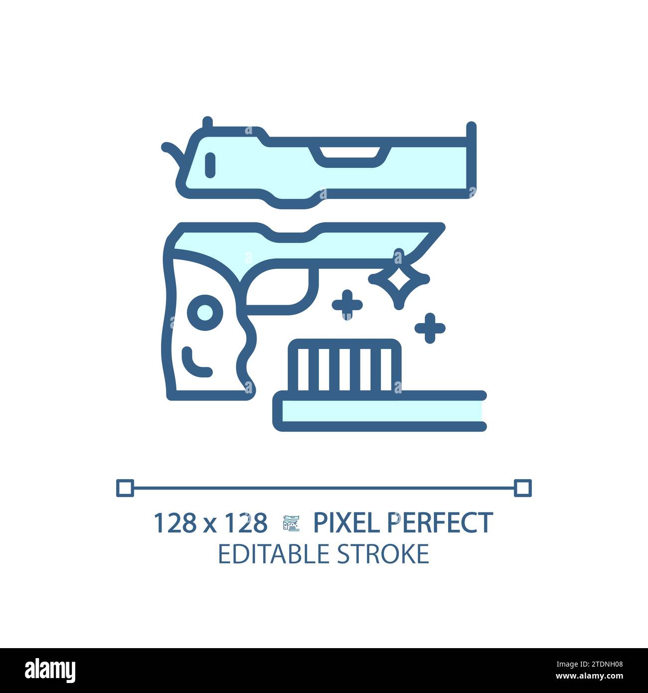 2D thin linear pixel perfect simple blue gun cleaning icon Stock Vector ...