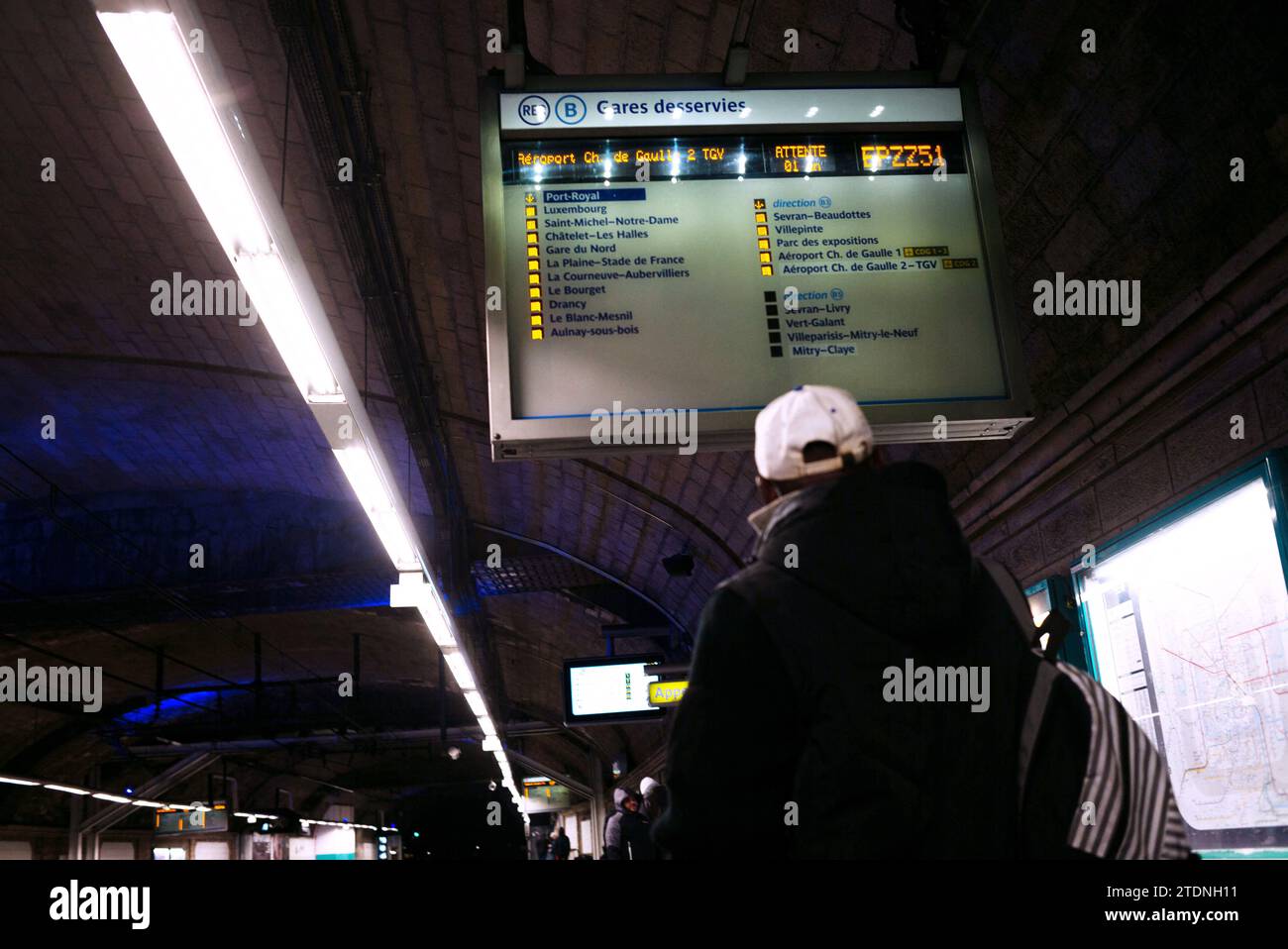 Paris, France. 19th Dec, 2023. Platform of the RER B suburban train at ...