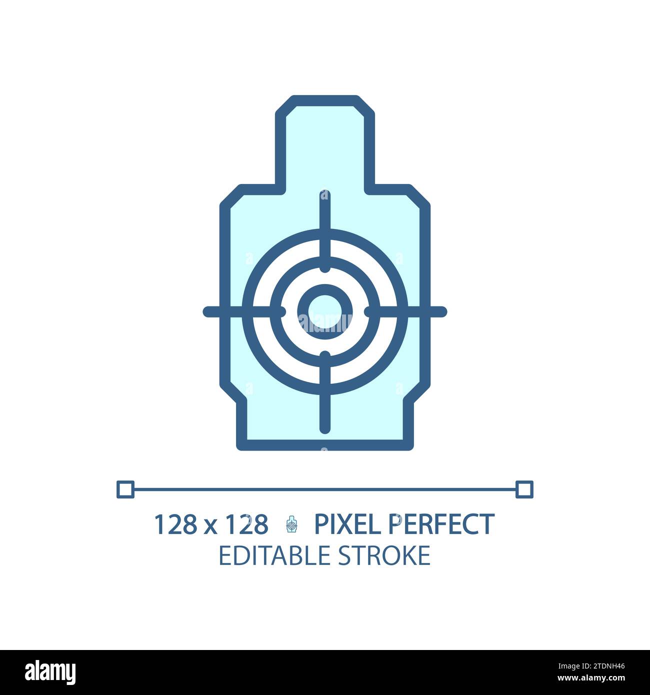 2D thin linear pixel perfect simple blue shooting range icon Stock ...