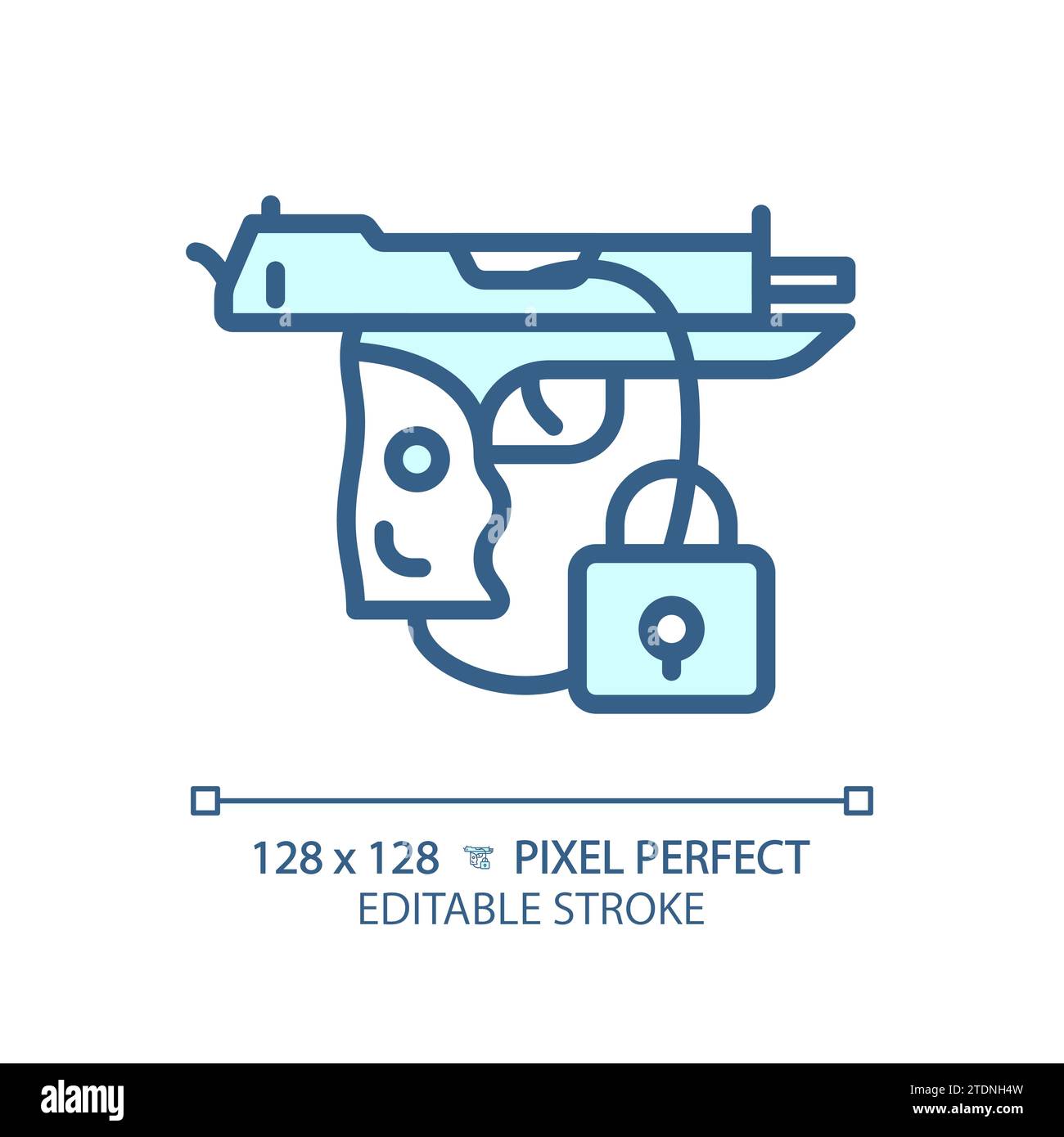 2D thin linear pixel perfect blue gun safety icon Stock Vector Image ...