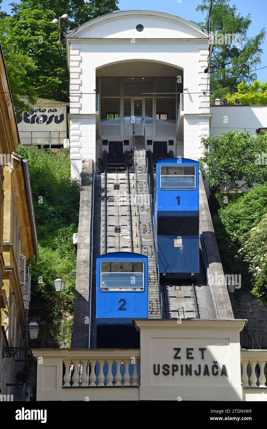 Zagreb funicular railway, world's shortest funicular. The 66 mtr track ...