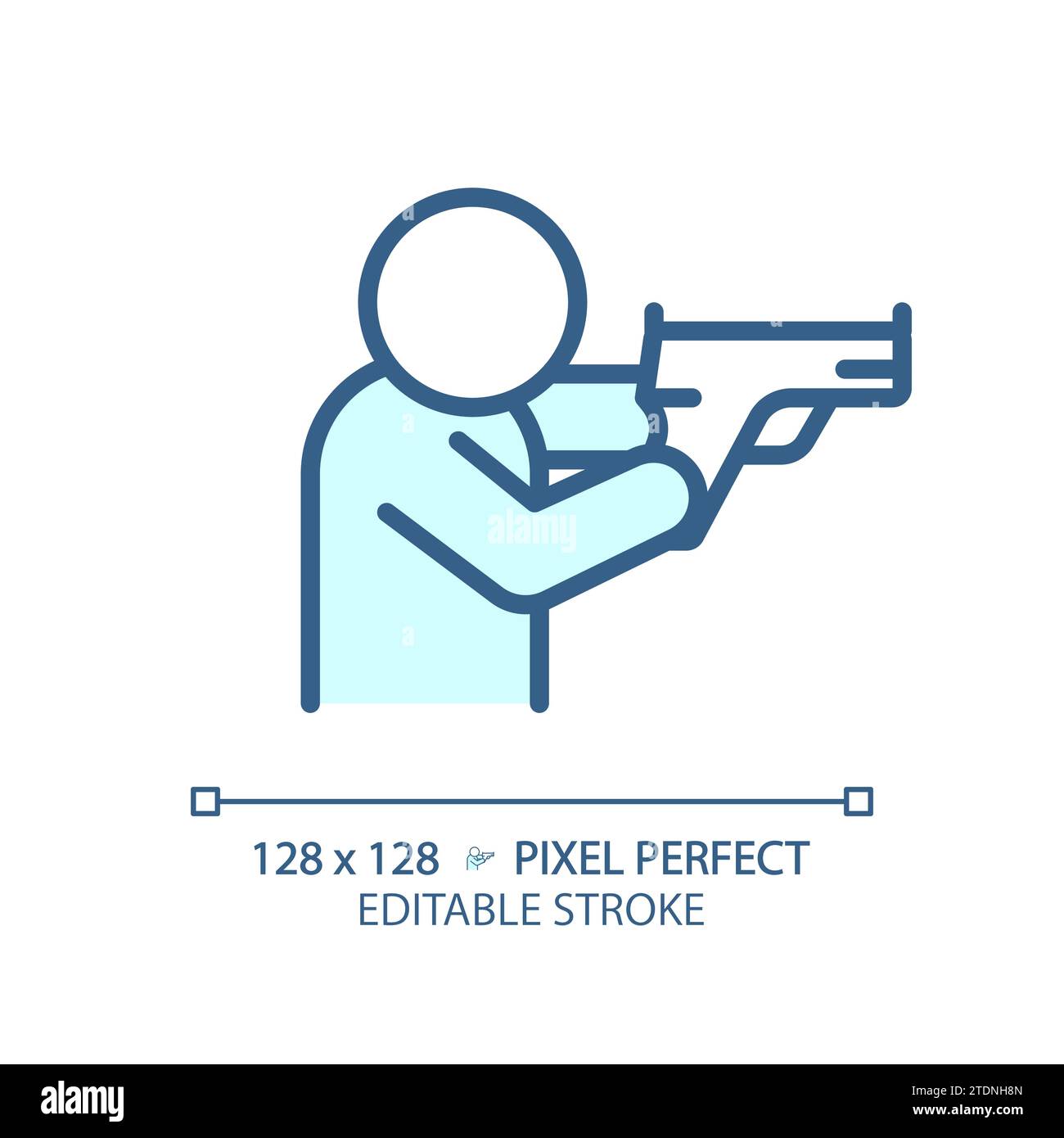 2D thin line pixel perfect simple blue shooting stance icon Stock ...